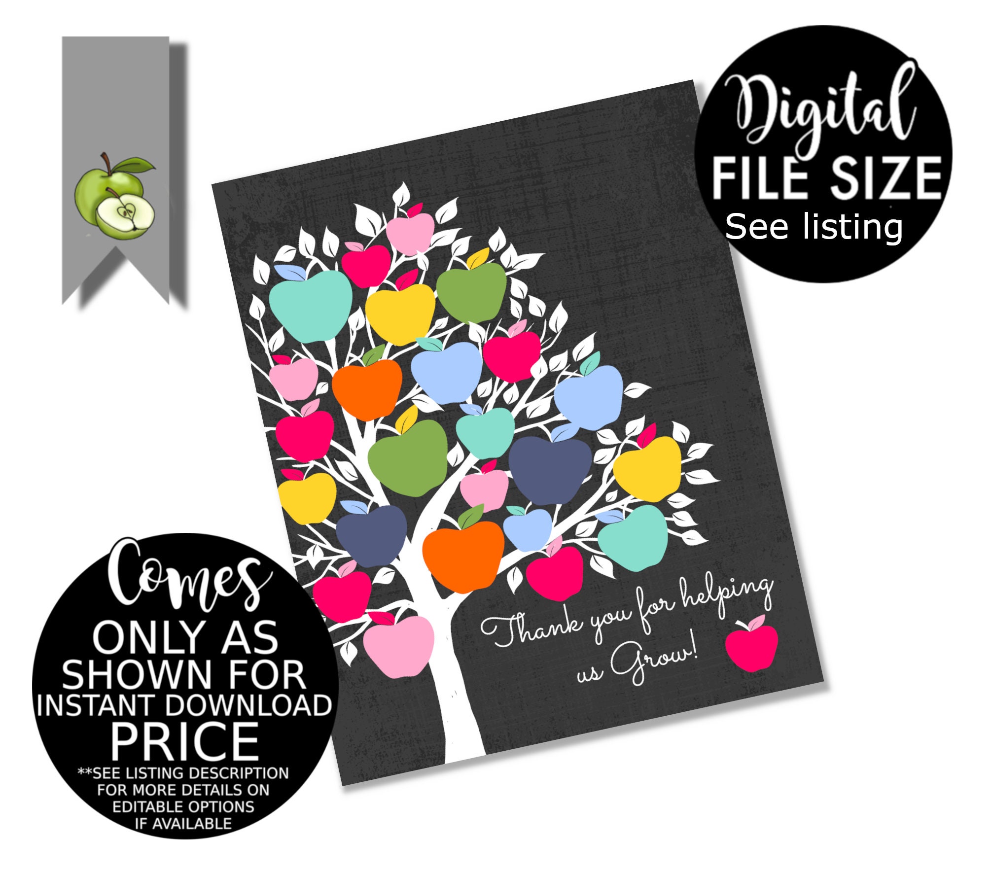 Printable Teacher Tree Apple Tree Class Gift Teacher Gift | Etsy UK