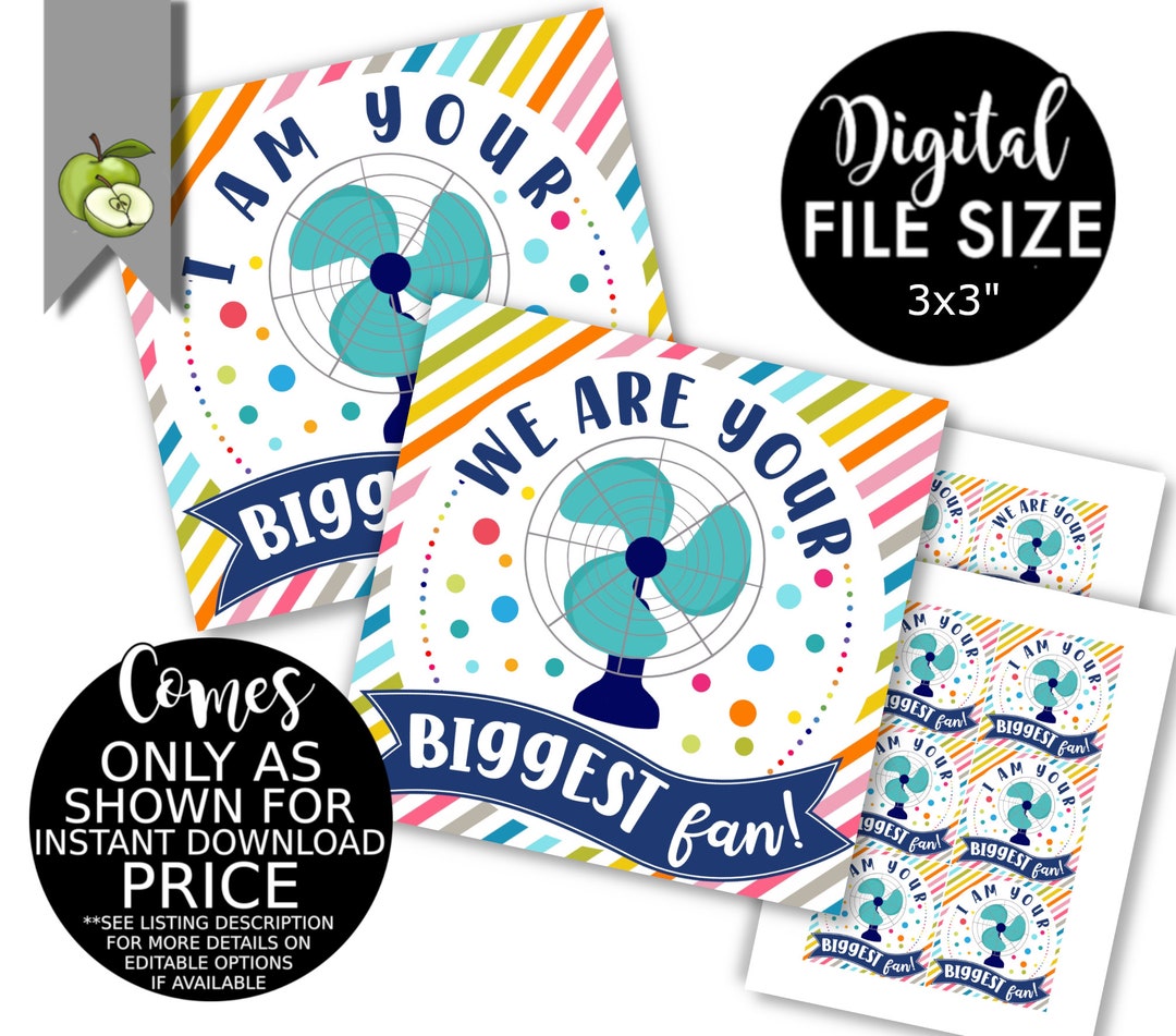 Biggest Fan Printable Gift Tag, We/i Biggest Fan, Teacher Appreciation ...