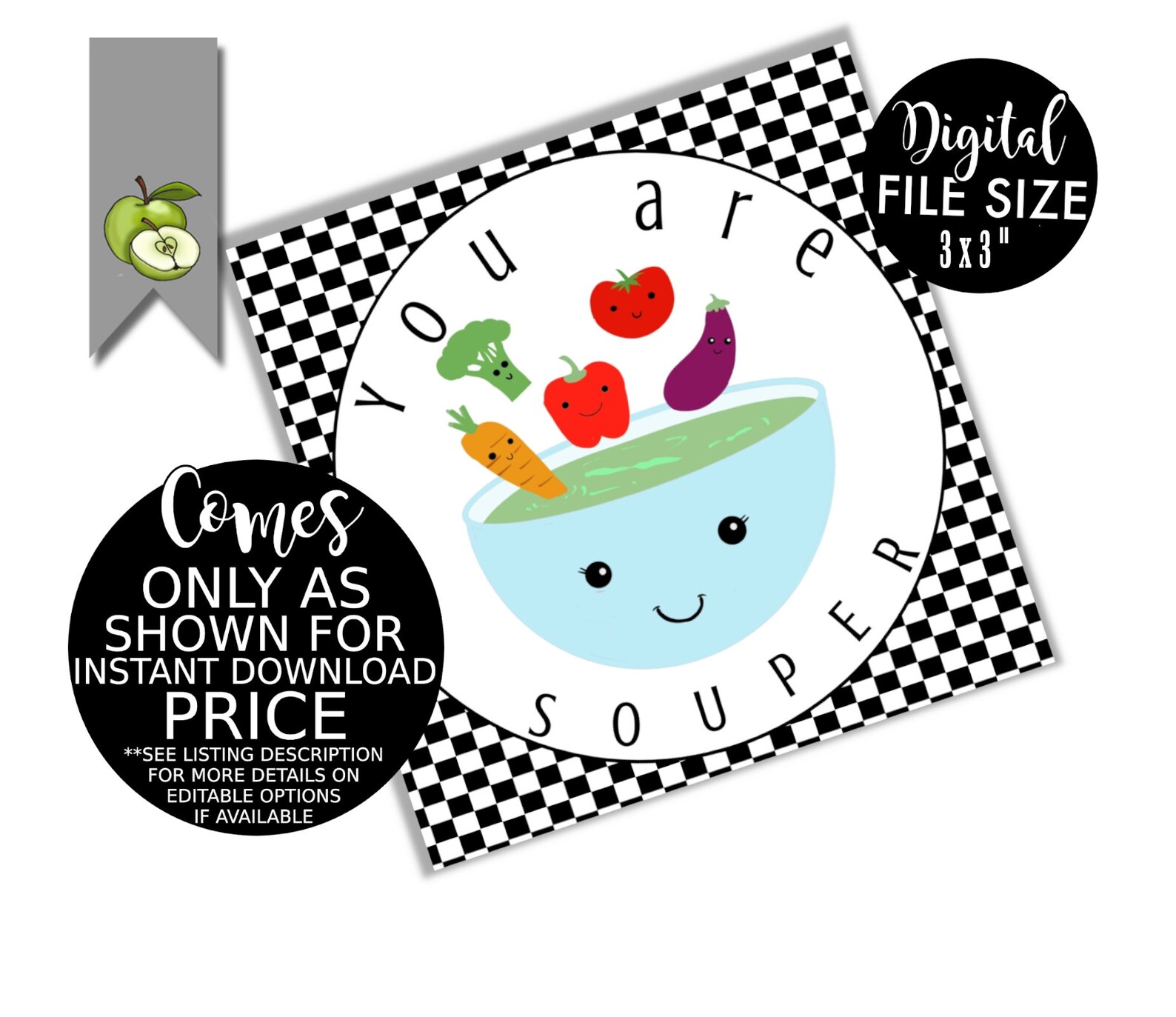 You Are Souper Teacher Appreciation Gift Tag Veggie Gift Tag | Etsy