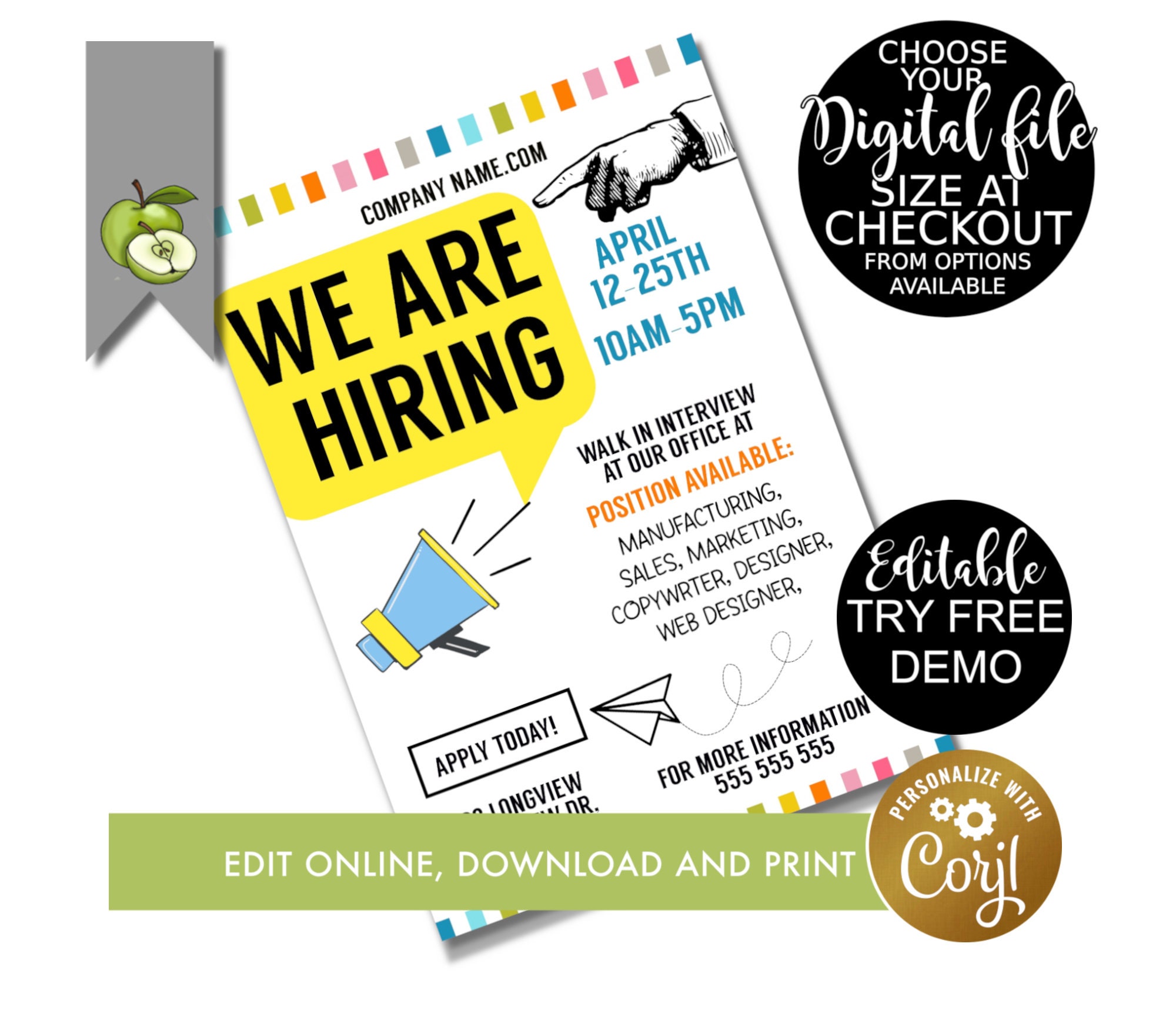 Editable we are hiring staff flyer helpers required job | Etsy