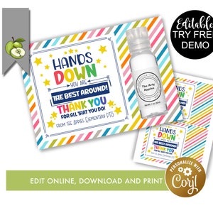 Editable Hands Down You Are the Best Around Printable Sanitiser Gift ...