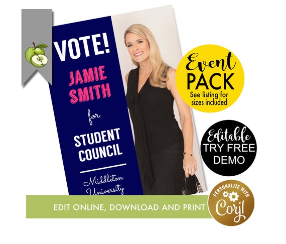 Editable Student Election Campaign Poster Class Voting Flyer - Etsy