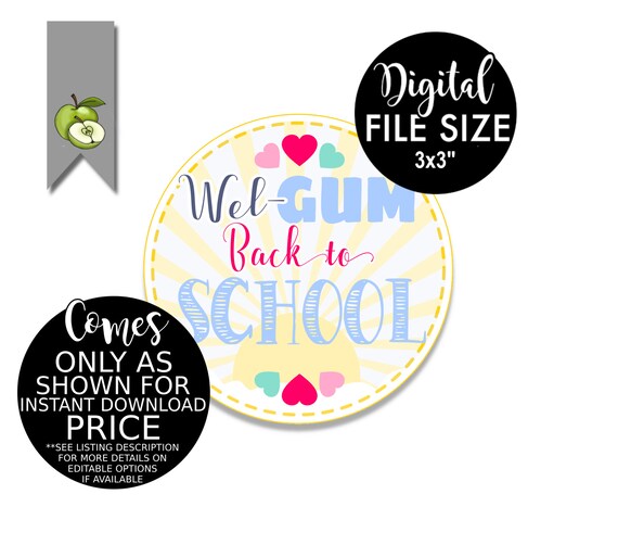 Welcome back to school gum tag sweet treat teacher so | Etsy