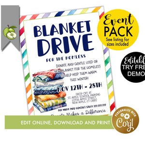 Editable Blanket Drive, Printableeditable Blanket in Need, Homeless ...