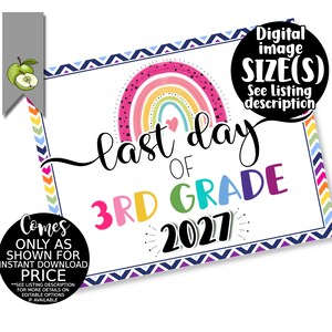 Last Day of School 3rd Grade Sign 2024, Instant Download, Rainbow ...