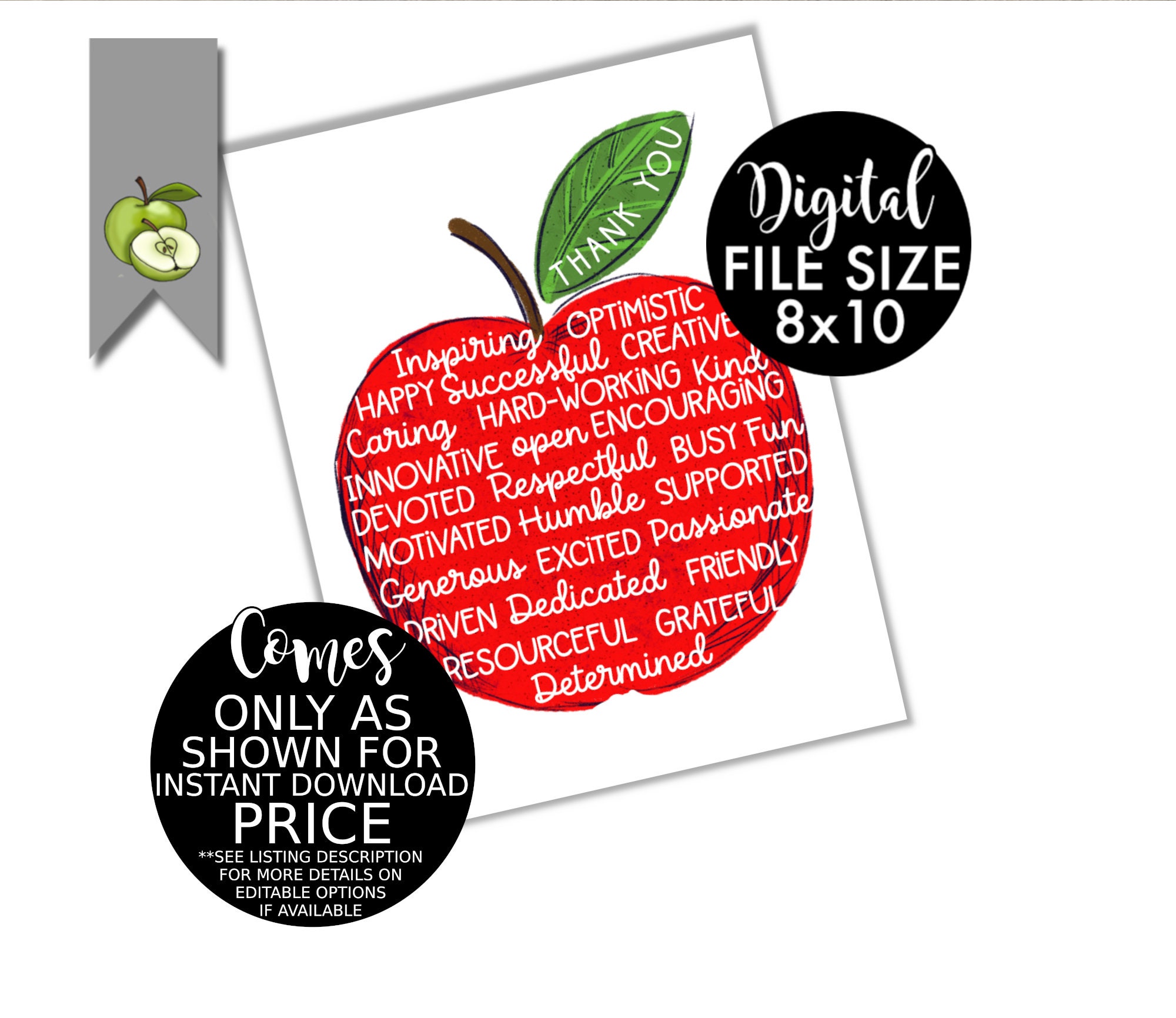 Teacher Appreciation Week Gift Red Apple Word Art Apple - Etsy UK