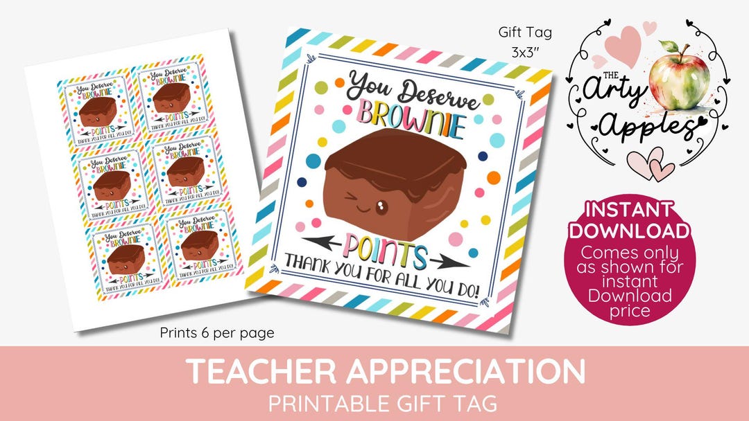 You Deserve Brownie Points Gift Tag, Thank You for All You Do! Blondy ...