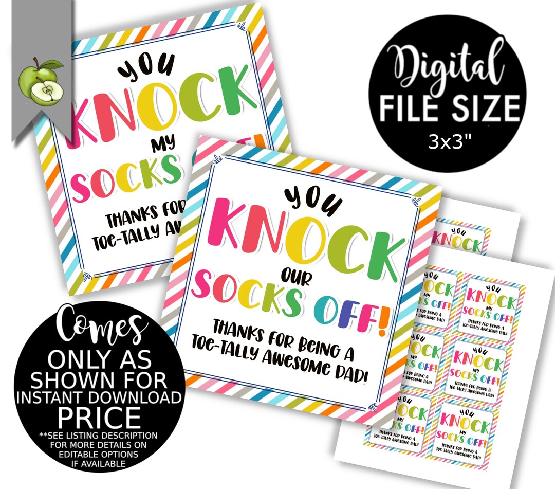 Toe-tally Awesome Dad Sock Gift Tags Funny Stocking Stuffer for Daddy ...