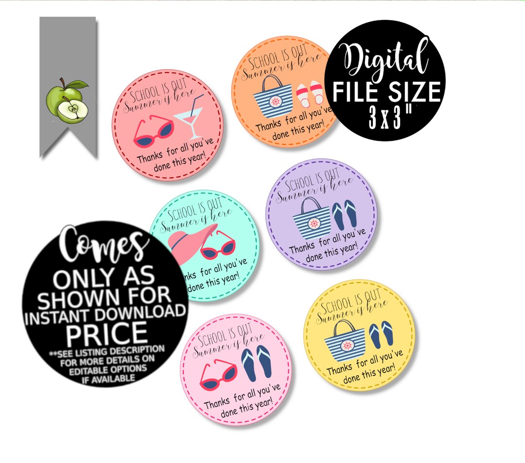 School Out for Summer Gift Tags Summer Sun Teacher Gift End - Etsy