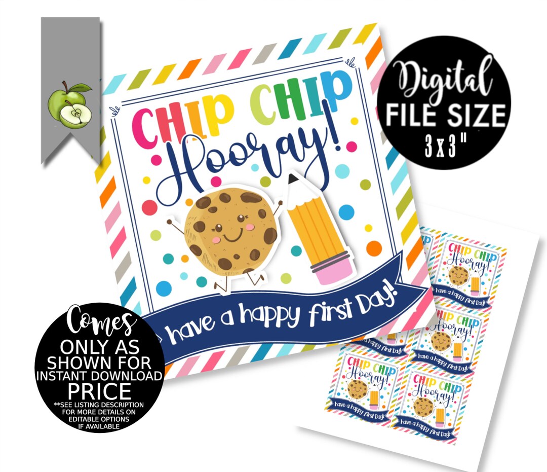 Chip Chip Hooray Have a Happy First Day Printable Gift Tag - Etsy