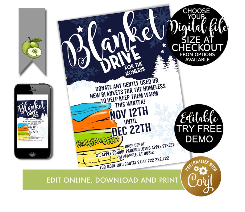 Editable Blanket Drive Poster Editable Blanket in Need | Etsy UK