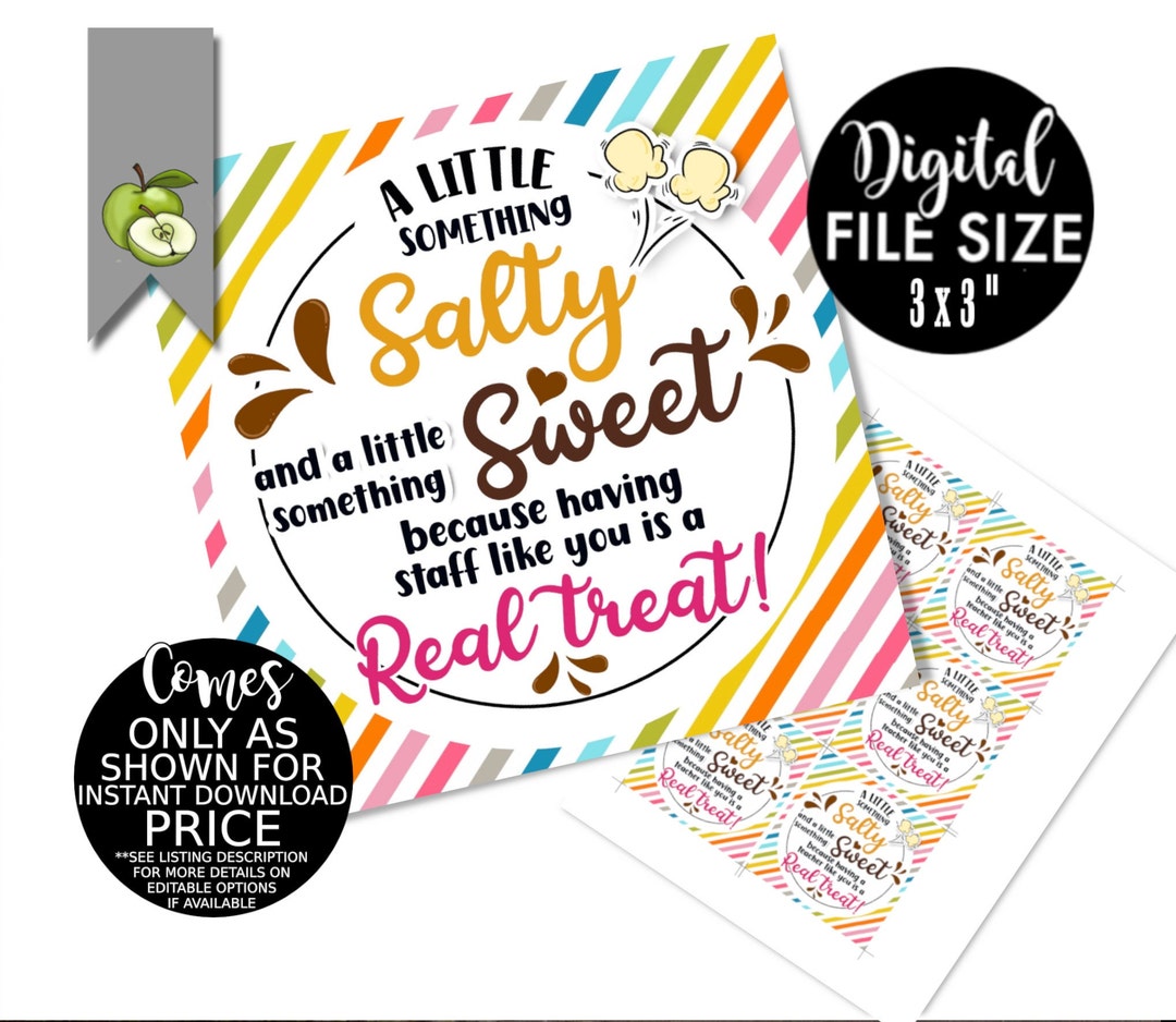 Chocolate Popcorn Gift Tag, Sweet Treat, School Appreciation Week ...