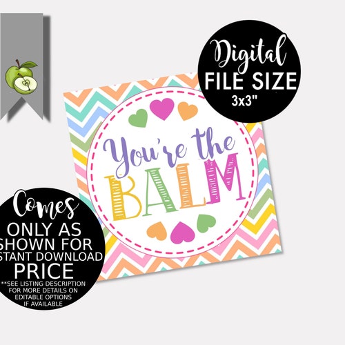 Printable Holiday You Are the Balm Tags Teacher Appreciation - Etsy
