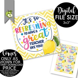 Teacher Refreshing Lemon Printable Gift Tags, PTO Back to School Gift ...