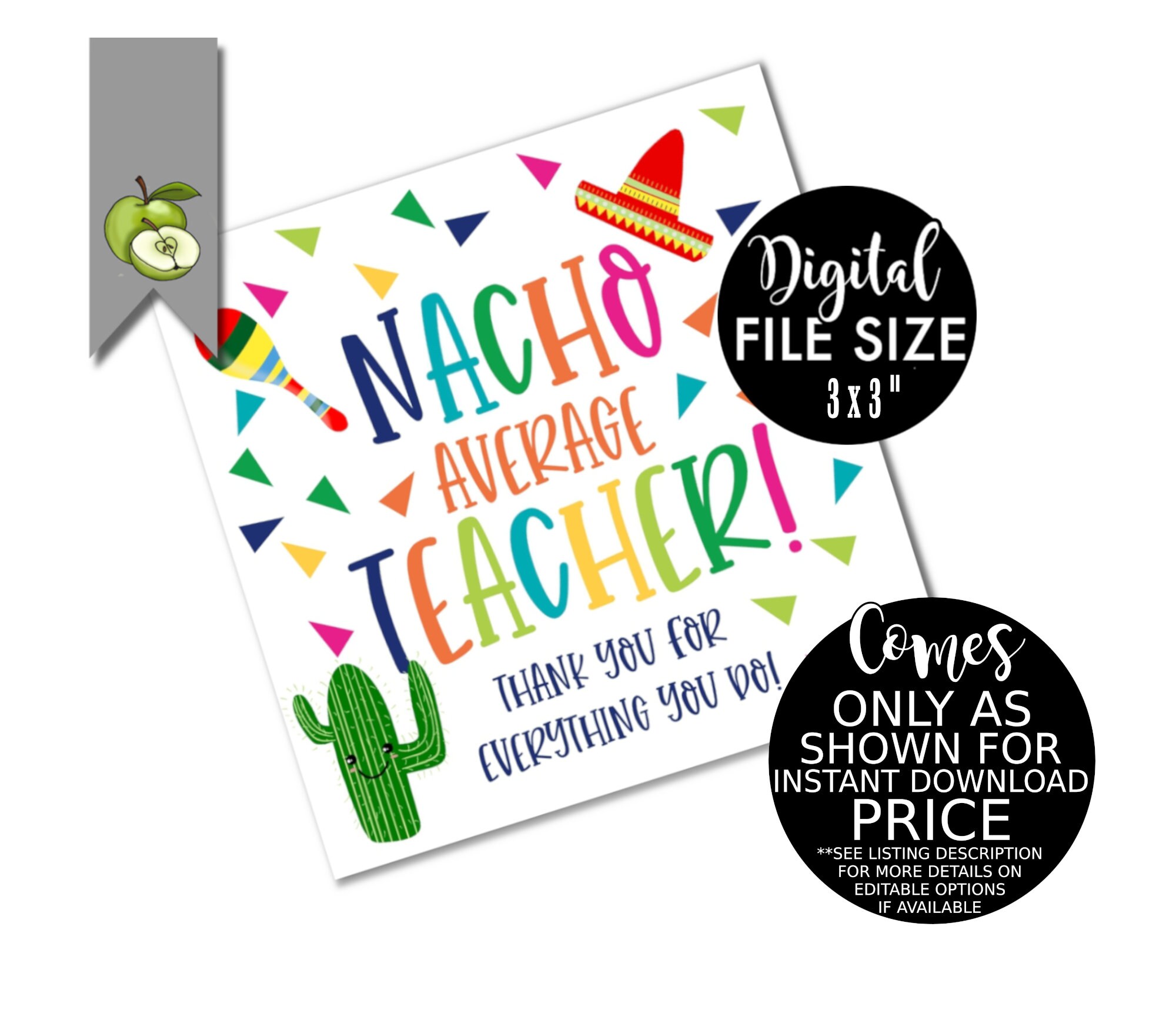 Nacho ordinary teacher gift tag Mexican Themed Teacher | Etsy