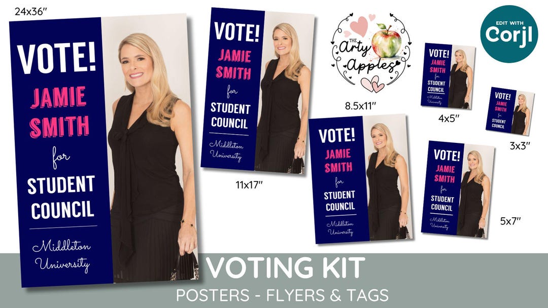Editable Student Election Photo Campaign, Class Voting Flyer, Vice ...