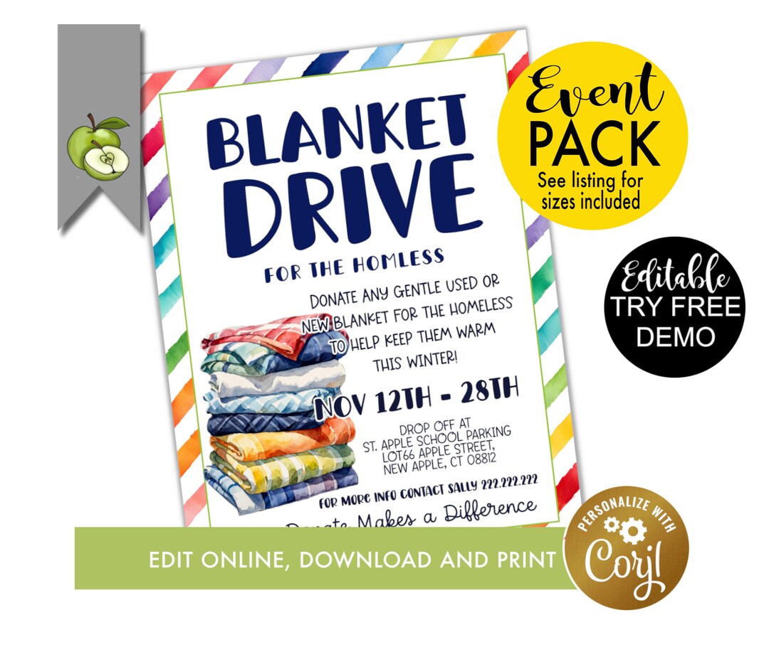 Editable Blanket Drive, Printableeditable Blanket in Need, Homeless ...