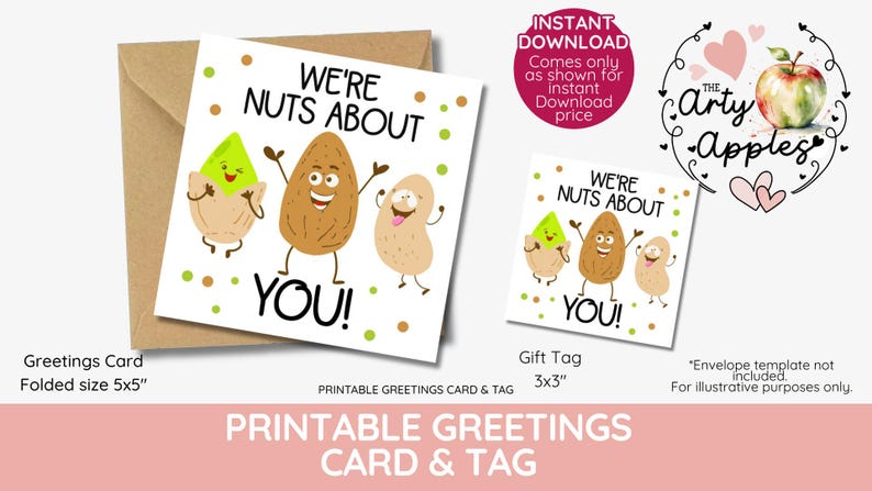 We're Nuts About You, NUTS Gift Tag, Mixed Nuts Day, Printable, Hamper ...