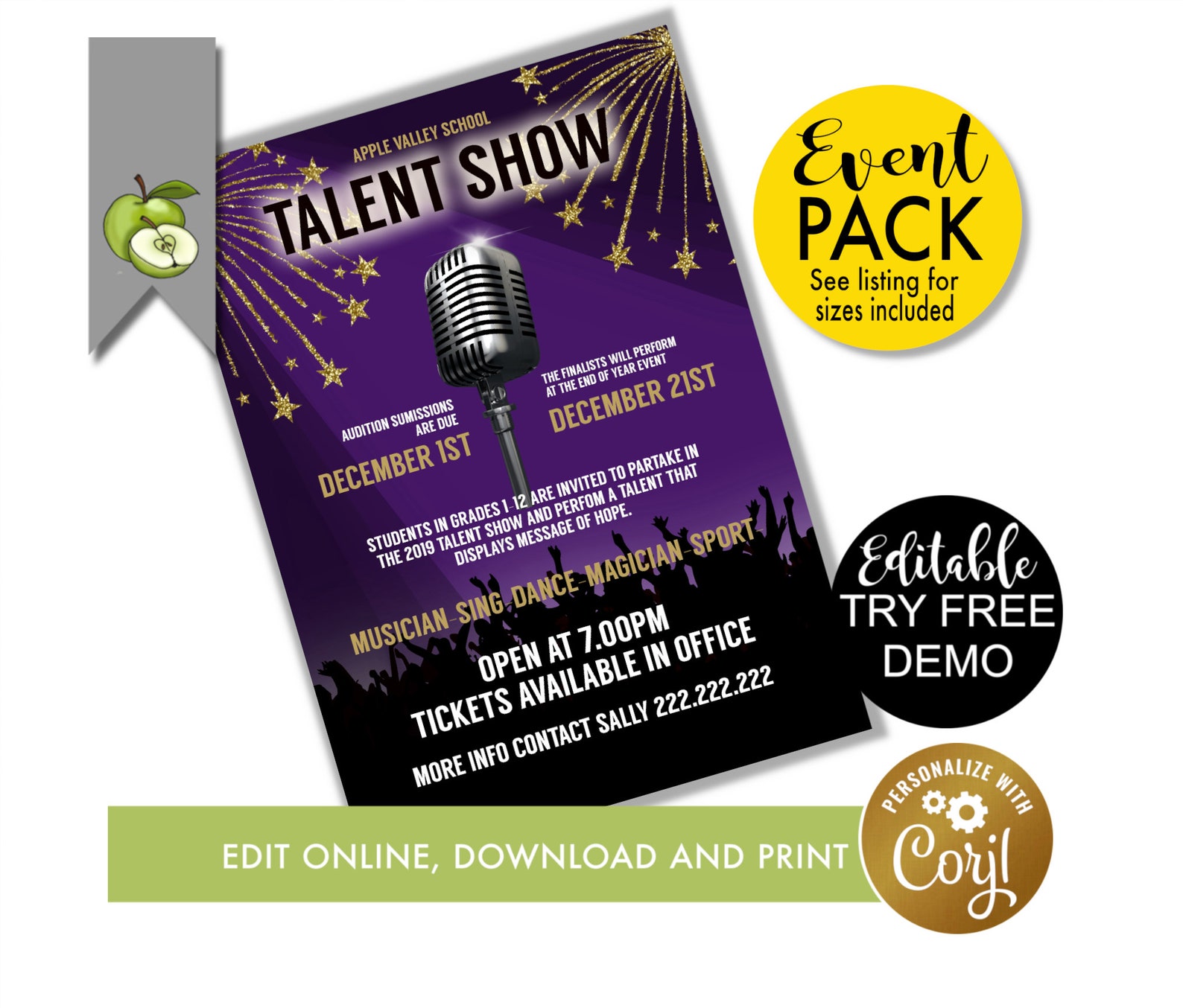 Talent Show Flyer Template Audition Talent Show Invitation - Etsy