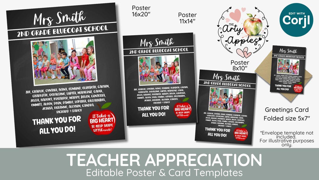 Teacher Appreciation Class Photo Gift, Editable Class Photo, Template ...