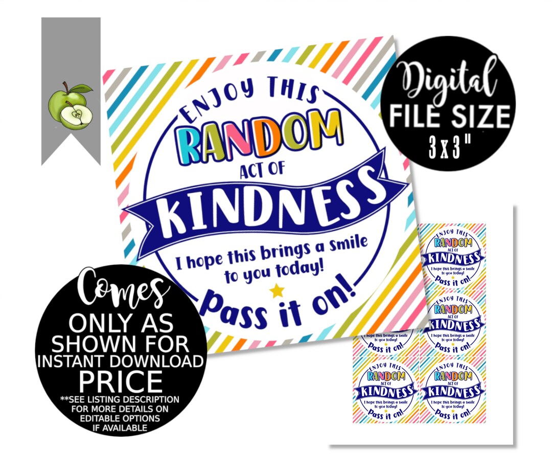 Random Act of Kindness Gift Tag Pencil Pass It Be Kind Pay - Etsy