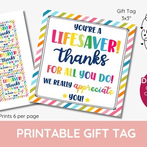 Lifesaver Thank You Gift Tags, We Really Appreciate You, Nurse ...