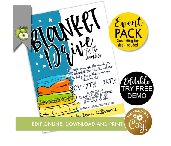 Editable Blanket Drive Flyer Editable Blanket in Need - Etsy