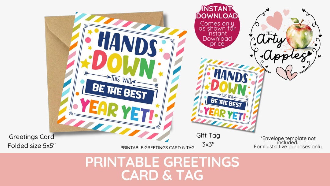 Hands Down Gift Tag and Card, This Will Be the Best Year Ever, INSTANT ...