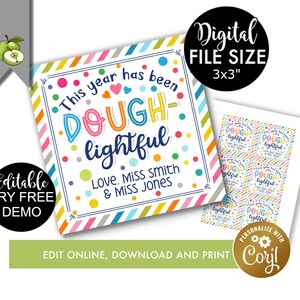 This Year Has Been Dough Lightful Class Gift, Editable Gift Tag ...