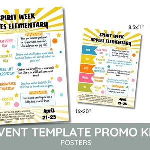 Editable School Spirit Week Schedule Template, Spring Spirit Week ...