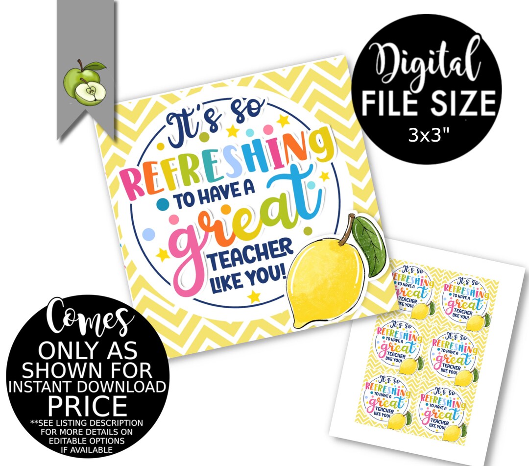 Teacher Refreshing Lemon Printable Gift Tags, PTO Back to School Gift ...