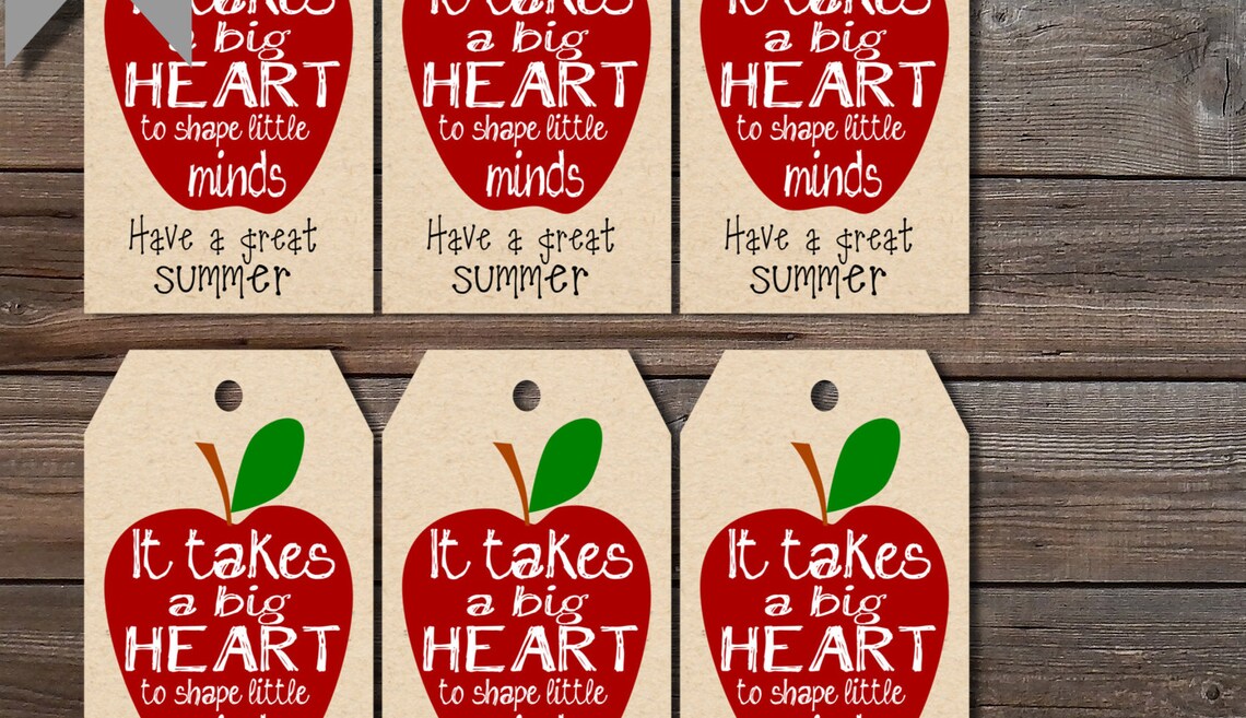 Teacher Apple Appreciation Gift Tag It Takes a Big Heart - Etsy