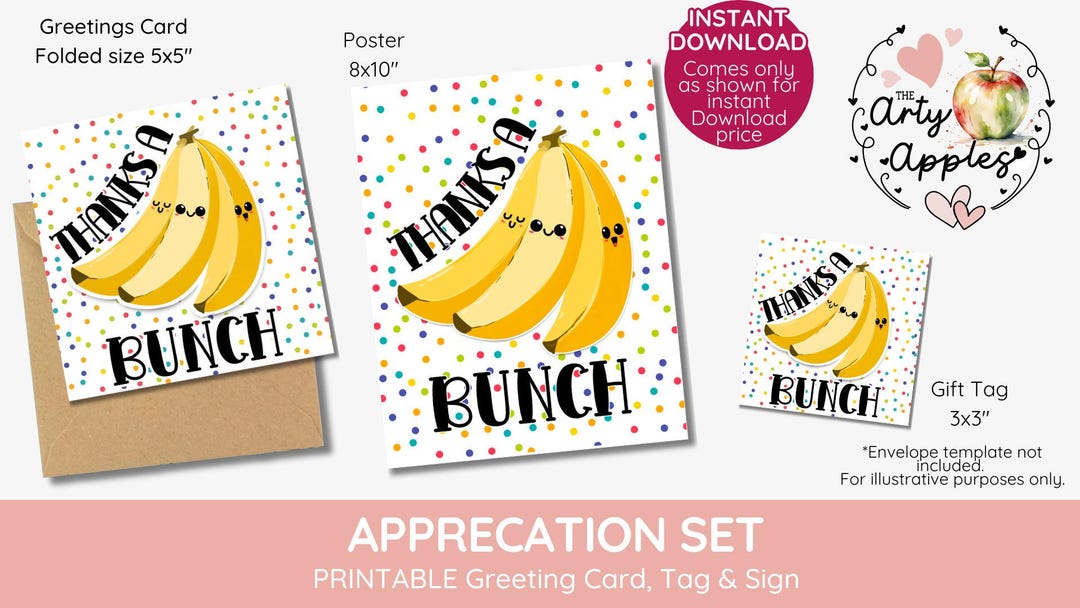 Thanks a BUNCH of Bananas SIGN 8x10", Banana Loaf Card, Fruit Tag ...