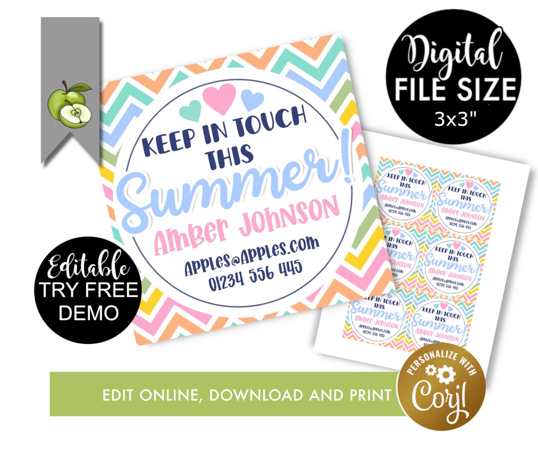 Editable Keep in Touch Card, Summer Calling, Mom Contact Card, Kids ...