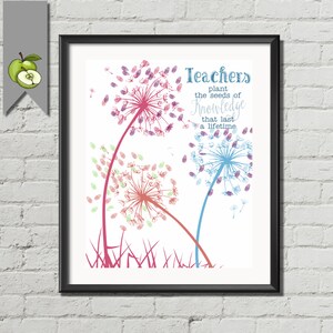 Dandelion Fingerprint Teacher Appreciation Gift, Class, Plant the Seeds ...
