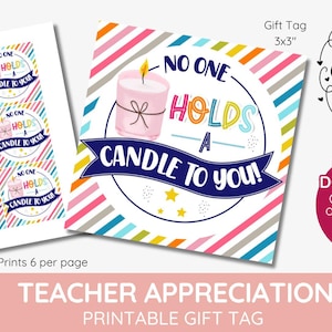 Teacher Appreciation Candle Gift Tag - Volunteer Thank You Note ...