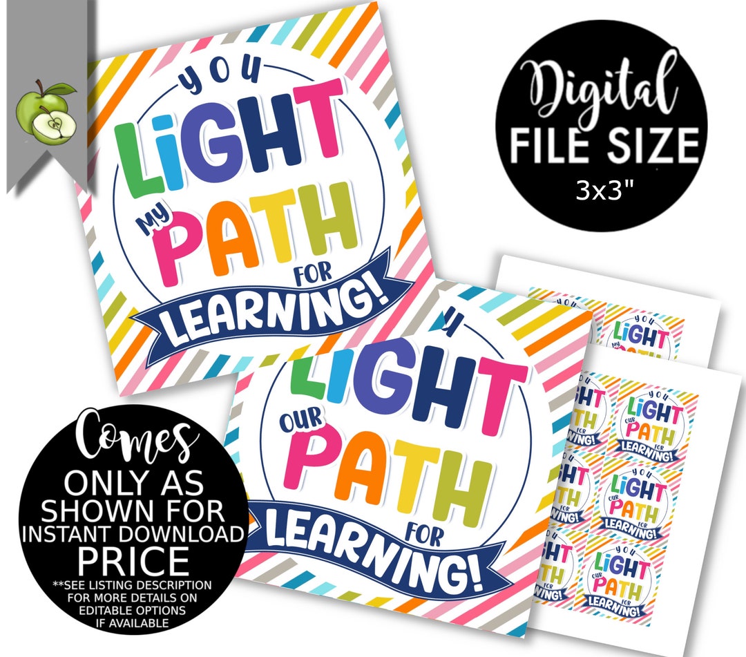 You Light My Path for Learning Gift Tag, Teacher Appreciation, Best ...