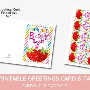 You Are the Berry Best, Thank You Gift Tag and Card Set, Strawberry ...