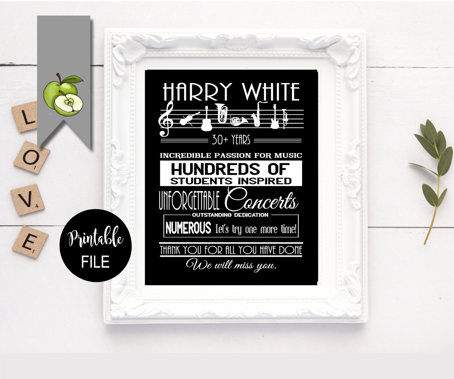 Music Teacher Retirement Gift Printable Retirement Keepsake | Etsy