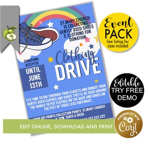 Clothing Drive Charity Poster Shoe Drive Homeless Flyer - Etsy