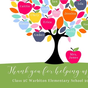 Editable Rainbow Teacher Class Apple Tree Gift, Digital Download, Kids ...