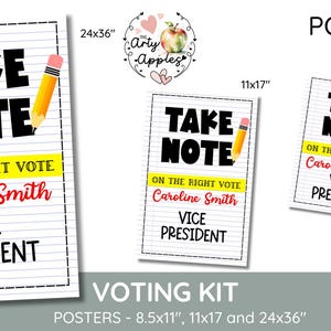 Editable Election Vote Campaign Poster, Class Voting Flyer, Take Note ...