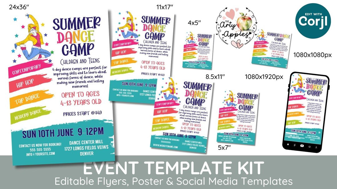 Editable Modern Dance Camp Template, Tap Dance Event Poster, Dance ...