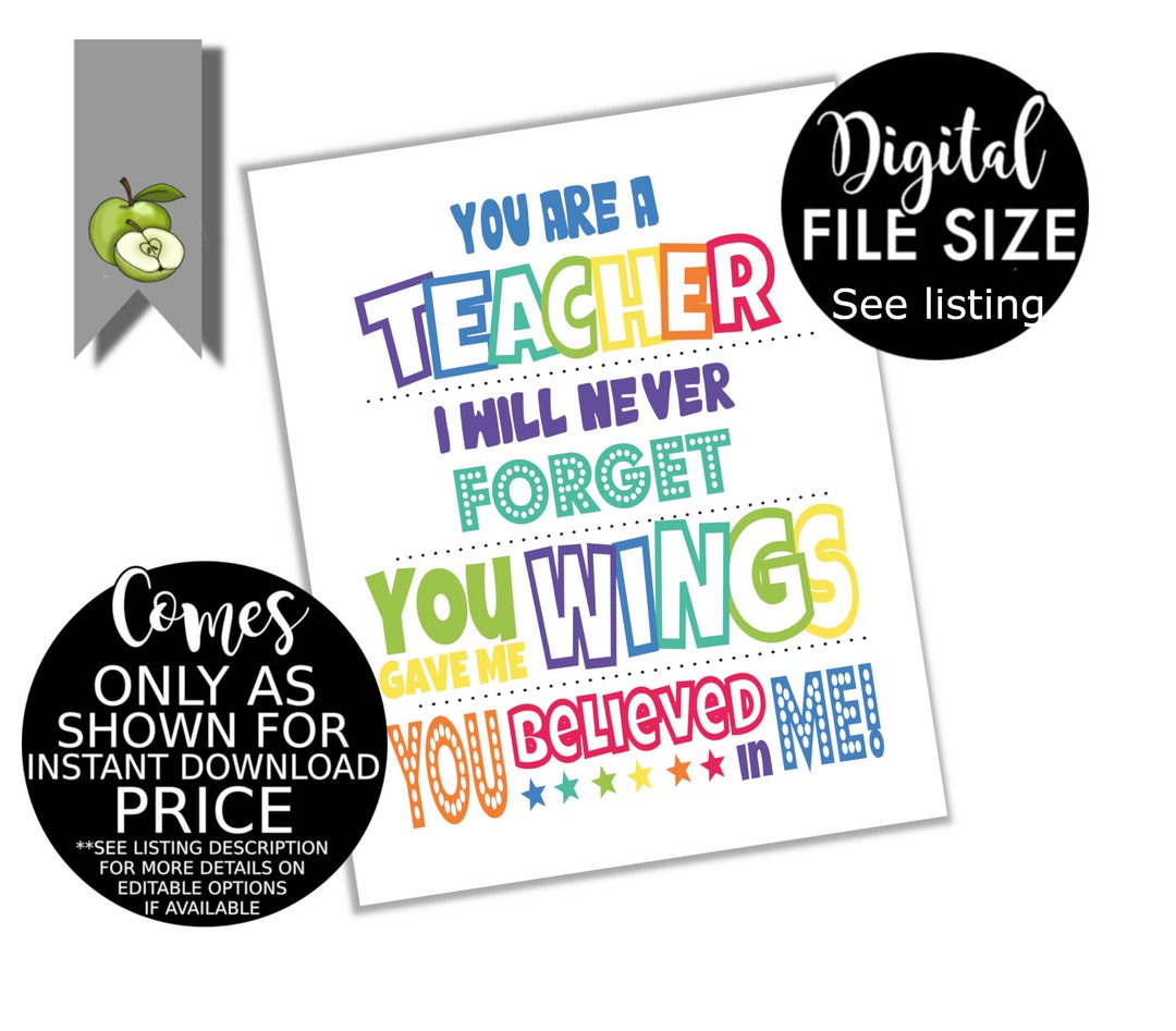 Teacher You Gave Me Wings, Teacher Appreciation, Best Teacher, Never ...