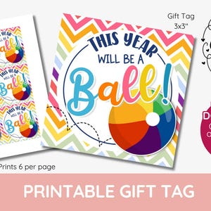 BEACH Ball Gift Tags, This Year Has Been a Ball, BEACH Party Favor ...