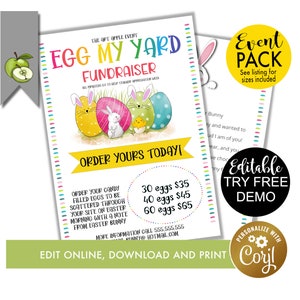 Egg My Yard Fundraiser, Editable Egg Event Easter Bunny, Egg My Yard ...