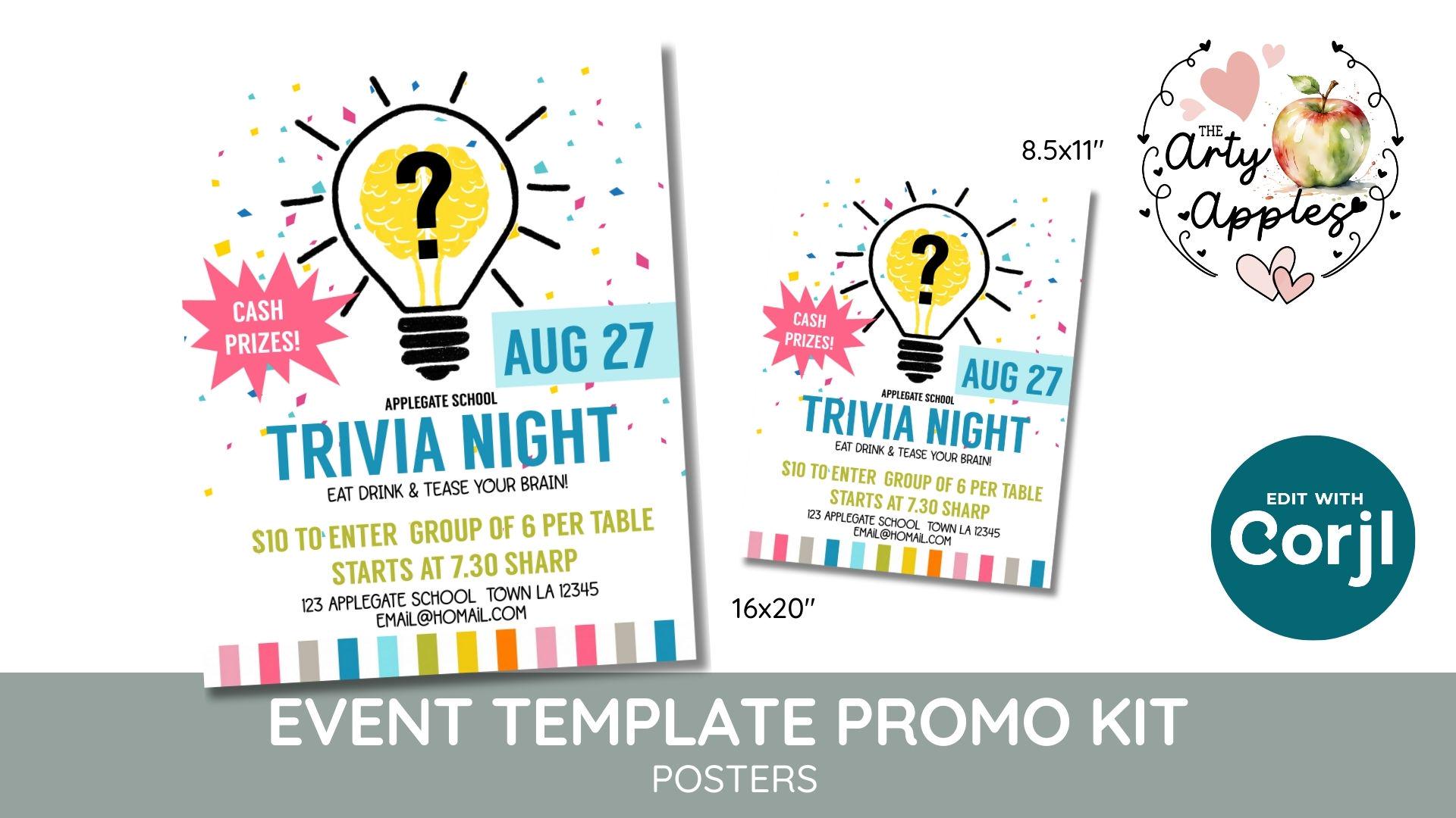 Trivia Night Flyer, Quiz Event, PTA PTO Printable (digital Template) - Etsy