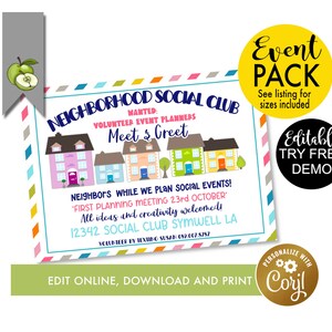 Editable Neighbour Meet and Greet Social Flyer Template, Neighbor Day ...