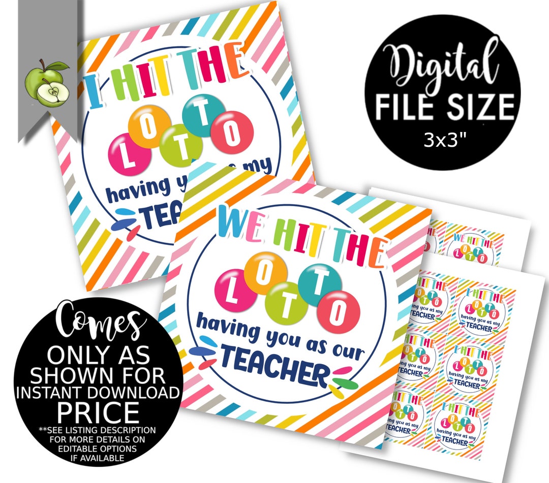 I Hit the Lotto Having You as My Teacher, Lottery Ticket Printable Gift ...