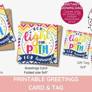 You Light My Path for Learning Gift Tag & Card, Teacher Appreciation ...